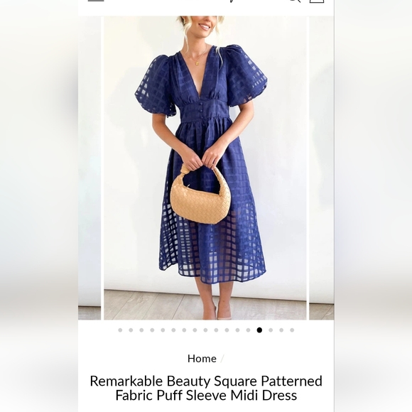 lily kity | Dresses | Remarkable Beauty Squarepatterned Fabric Puff ...